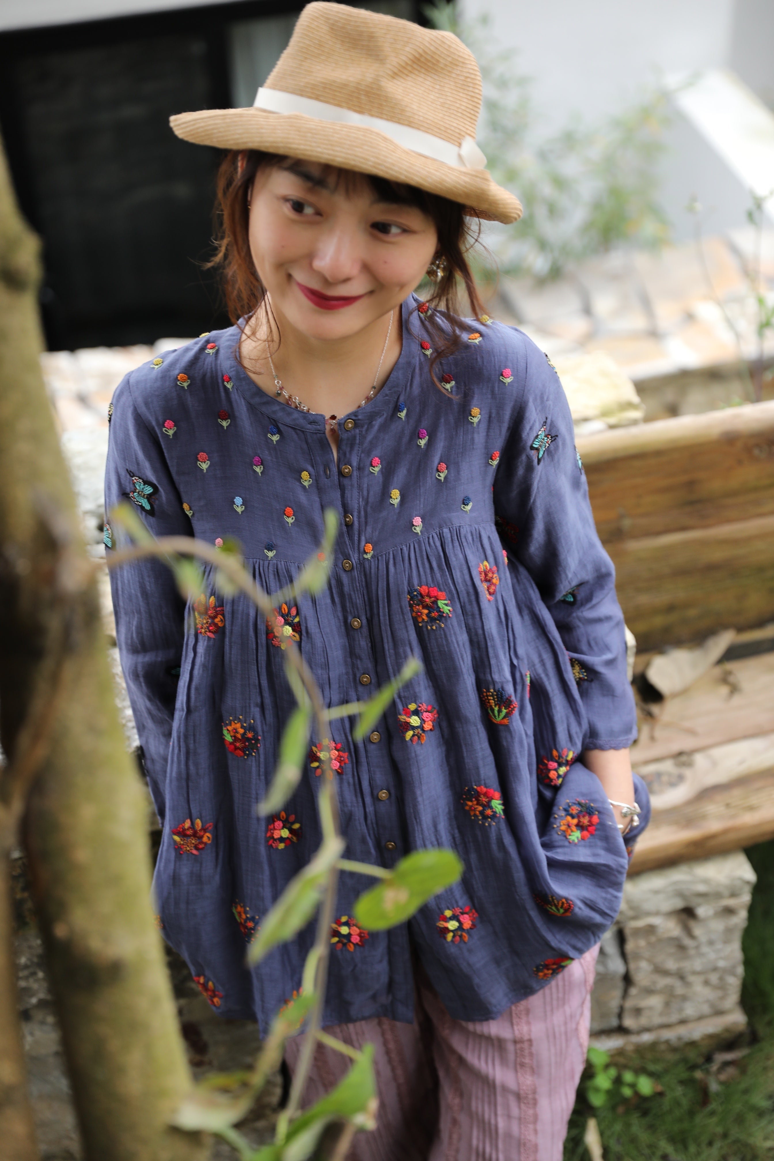 Prussian Blue Hand Embroidered Top – VrisaIndia